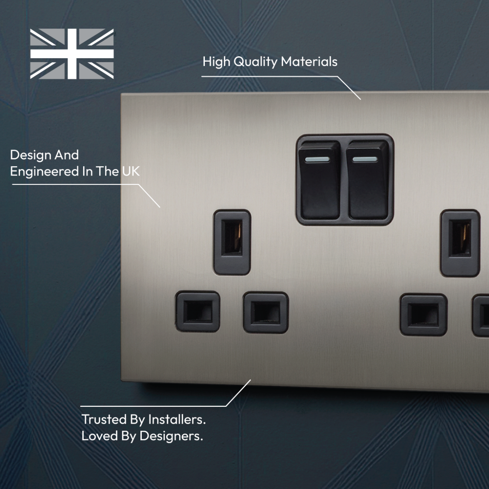 Aura Double Socket - Brushed Nickel RetroTouch Light Switches & Plug ...