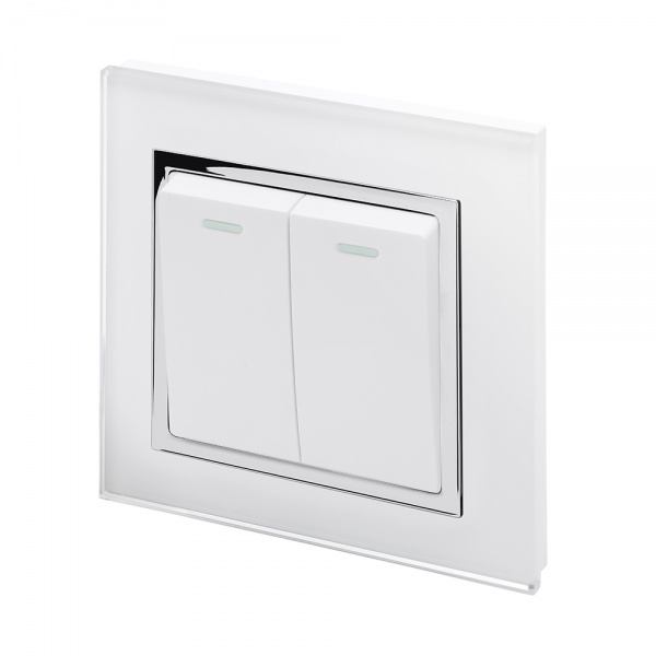 Crystal CT (Retractive/Pulse) Light Switch 2 Gang White - RetroTouch ...