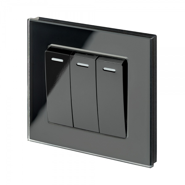 Crystal PG (Retractive/Pulse) Light Switch 3 gang Black - RetroTouch ...