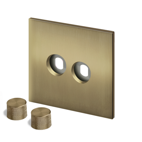 Aura Dimmer Plate 2G with Knobs - Brushed Brass RetroTouch Light ...