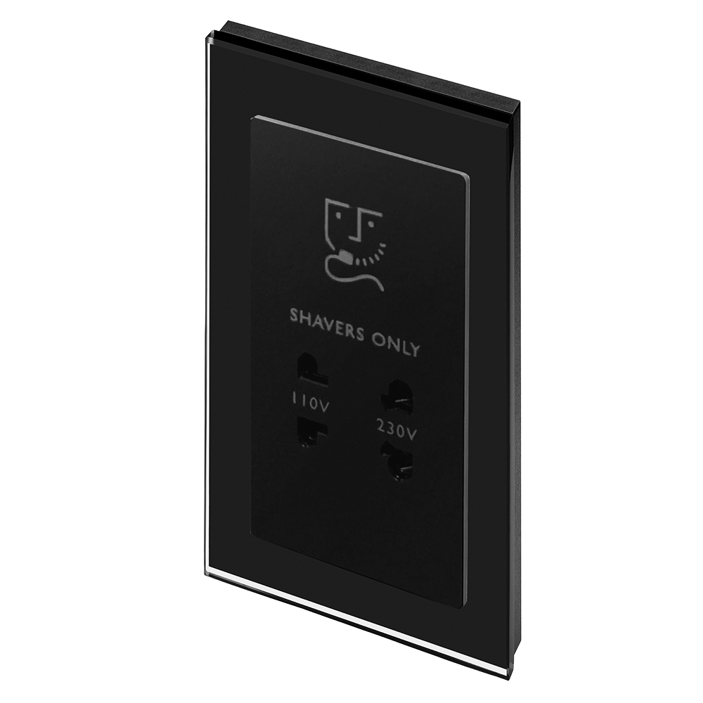 Crystal PG Shaver Socket Black RetroTouch Light Switches & Plug Sockets