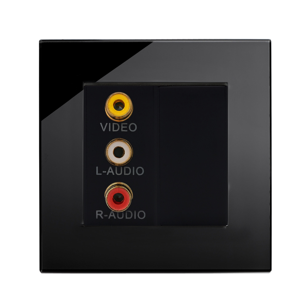 Crystal PG Triple RCA Socket Black RetroTouch Light Switches & Plug Sockets