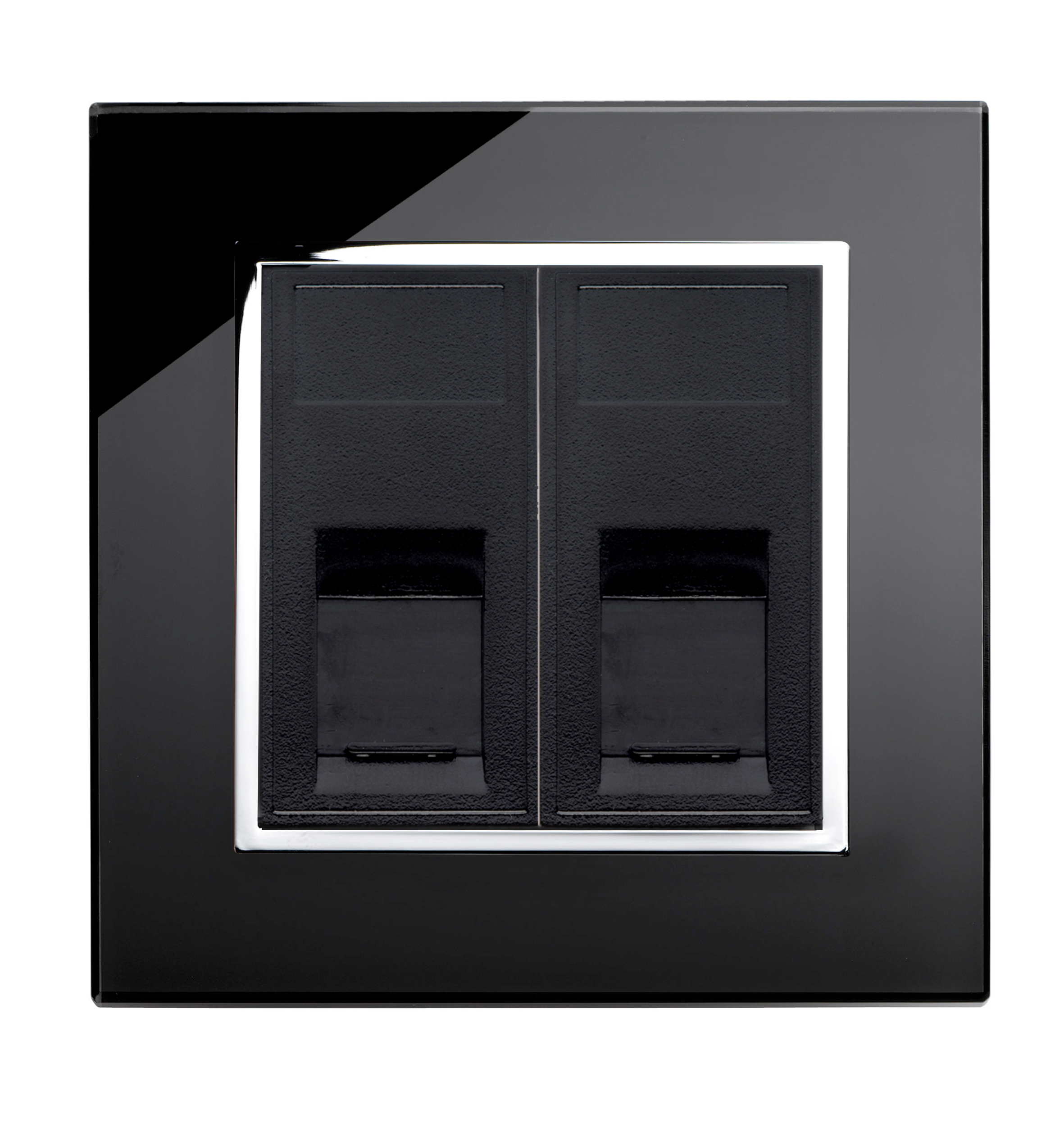 Crystal CT Dual RJ11 Socket Black RetroTouch Light Switches & Plug Sockets