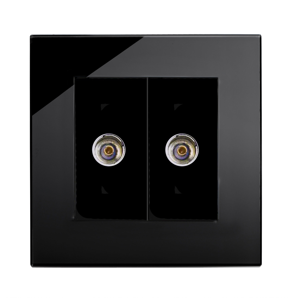 Crystal PG Dual TV Socket Black RetroTouch Light Switches & Plug Sockets