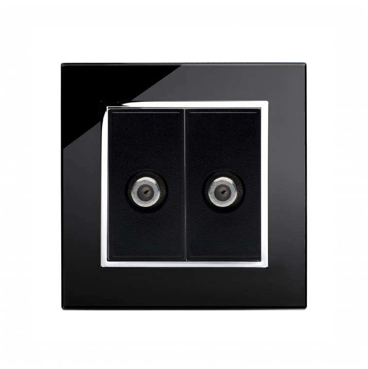 Crystal CT Dual Satelite F Type Socket Black RetroTouch Light Switches ...