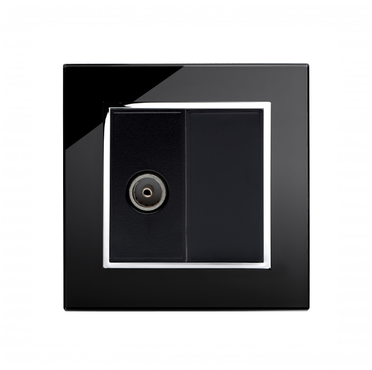 Crystal CT TV Socket Black RetroTouch Light Switches & Plug Sockets