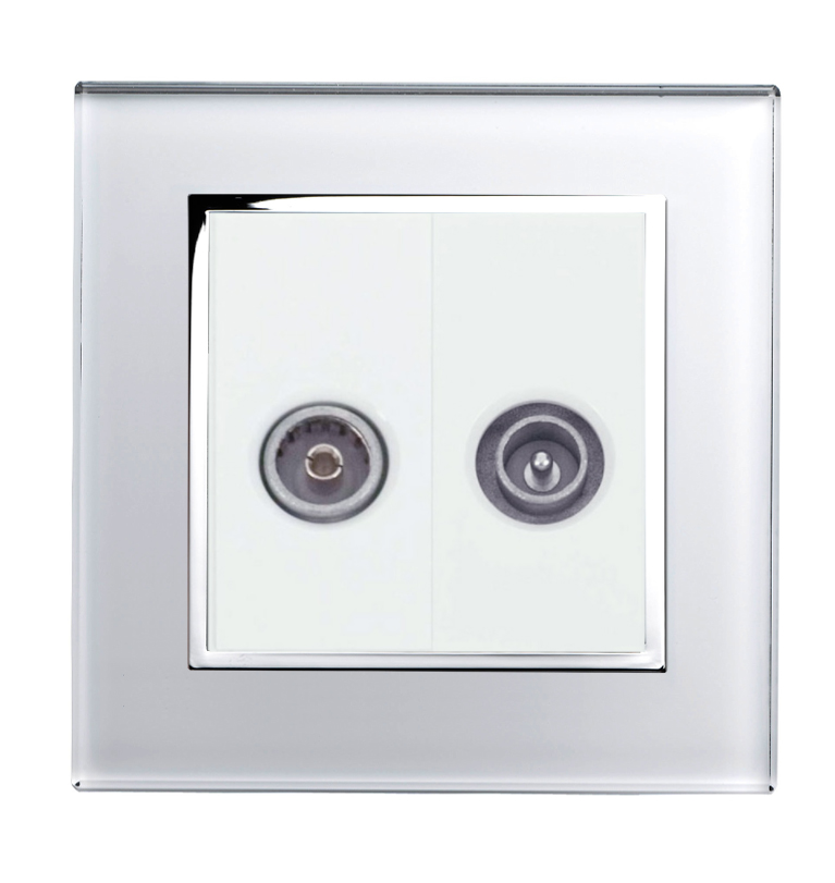 Crystal CT TV - FM Socket White RetroTouch Light Switches & Plug Sockets