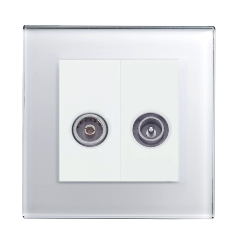 Crystal PG TV - FM Socket White RetroTouch Light Switches & Plug Sockets