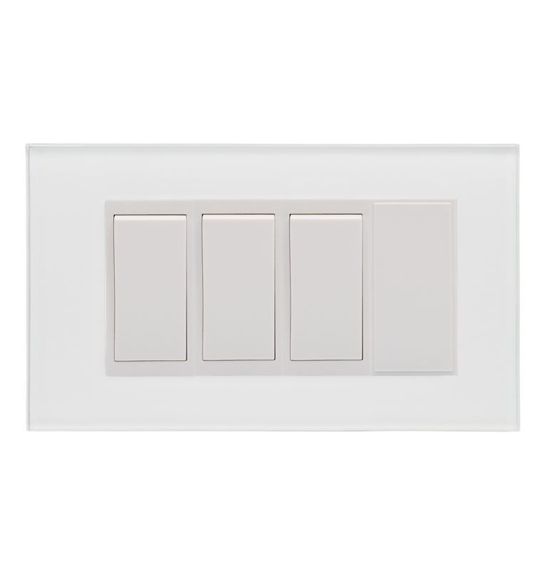 Crystal PG 3 Gang (3x 2Way/1x Blank) Double Plate White RetroTouch ...