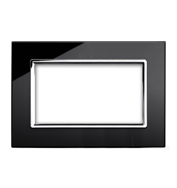 Crystal CT Euro Module Plate 4 Gang Black RetroTouch Light Switches ...