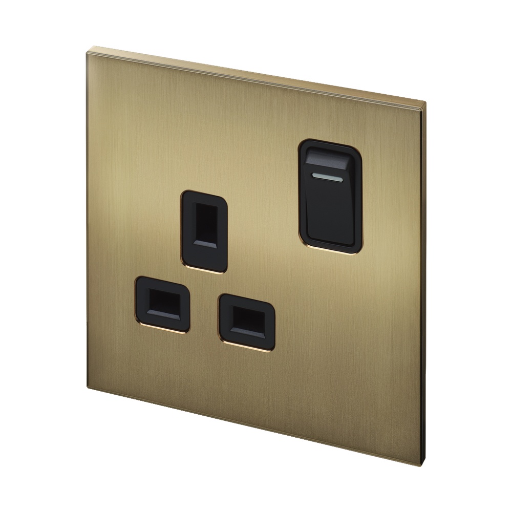 Aura Socket Single Socket - Brushed Brass RetroTouch Light Switches ...