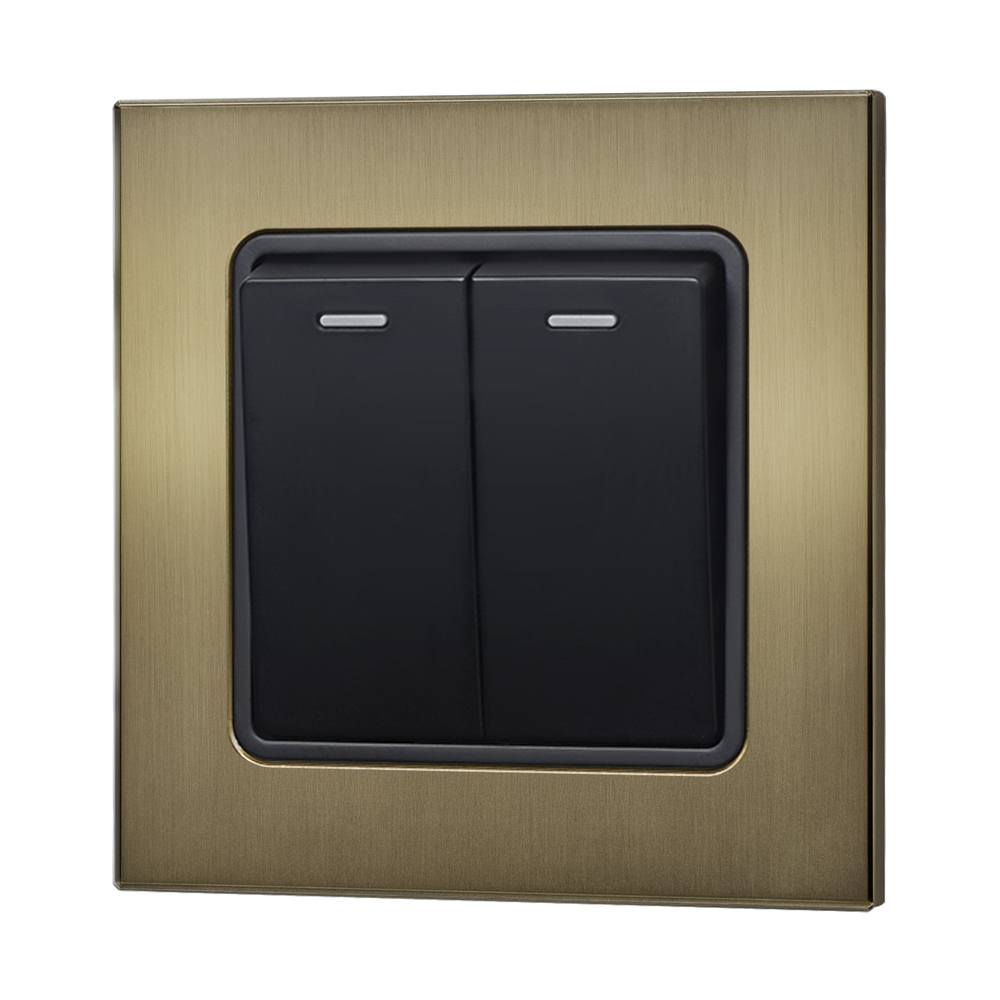 Aura Double Light Switch - Brushed Brass RetroTouch Light Switches ...