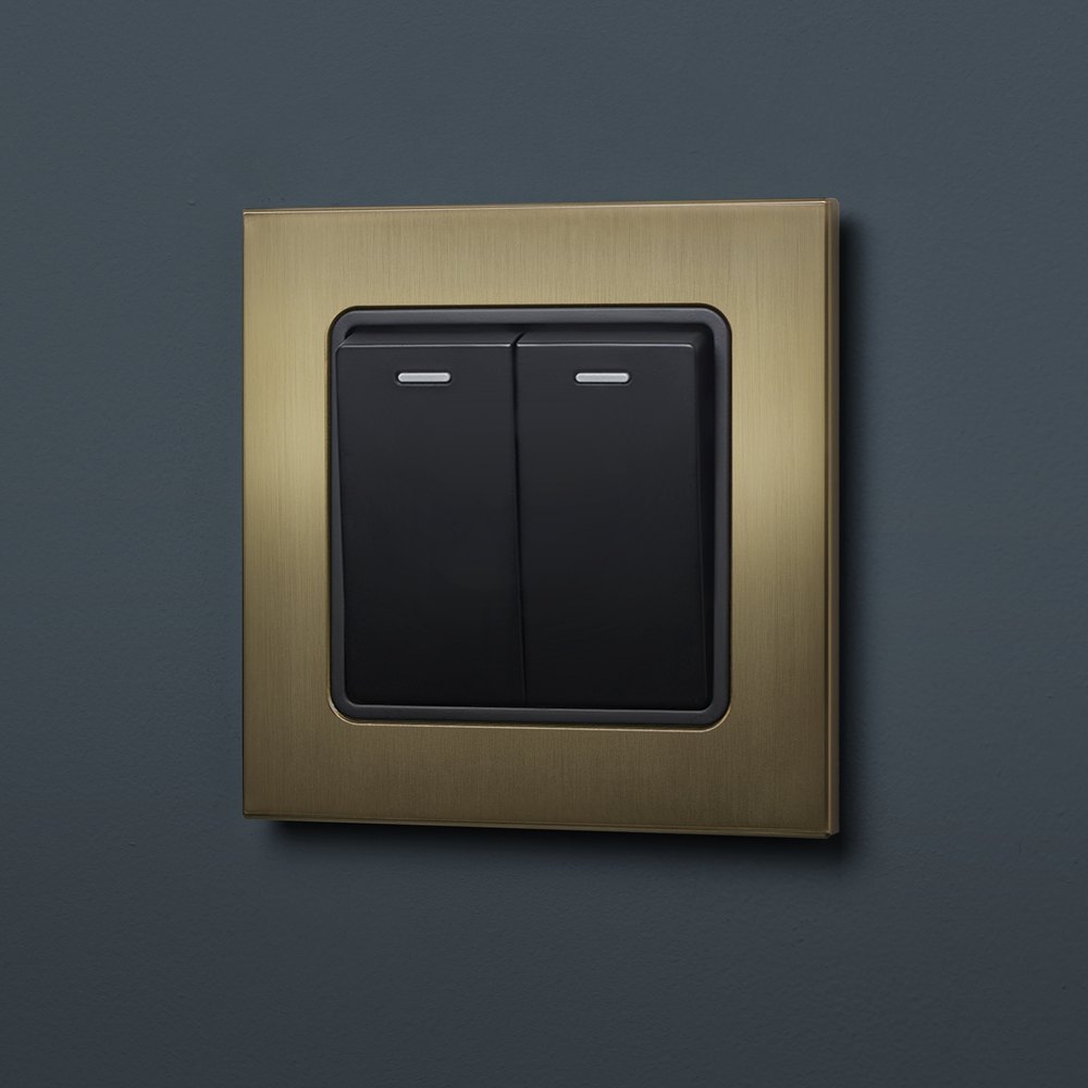 Aura Double Light Switch - Brushed Brass RetroTouch Light Switches ...
