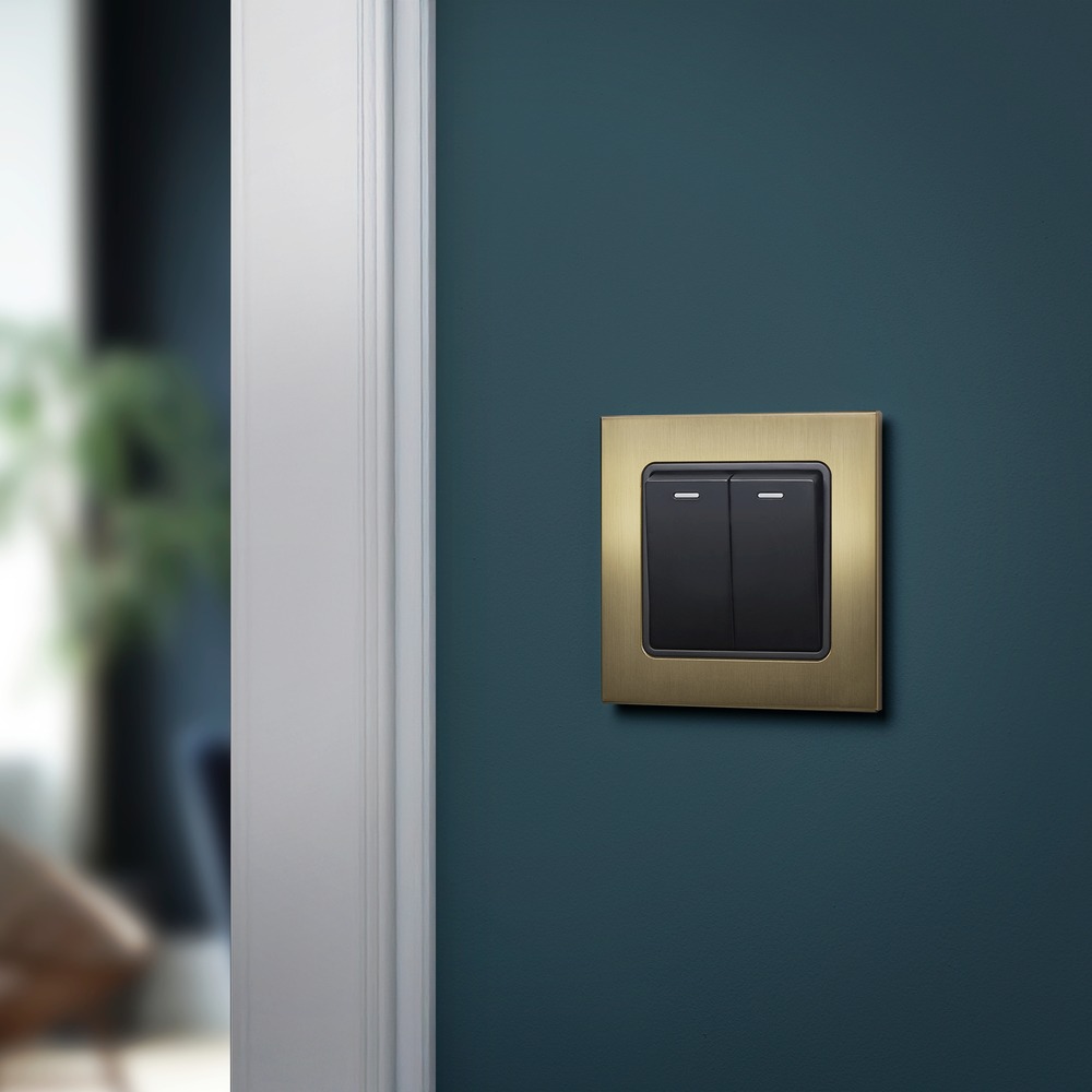 Aura Double Retractive Switch - Brushed Brass RetroTouch Light Switches ...