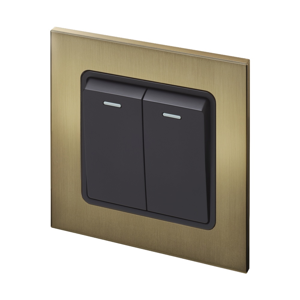 Aura Double Retractive Switch - Brushed Brass RetroTouch Light Switches ...