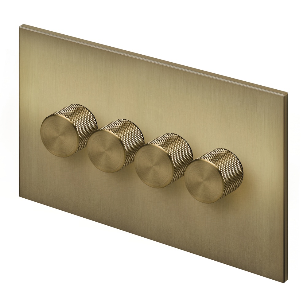 Aura Quadruple Dimmer Switch - Brushed Brass RetroTouch Light Switches ...