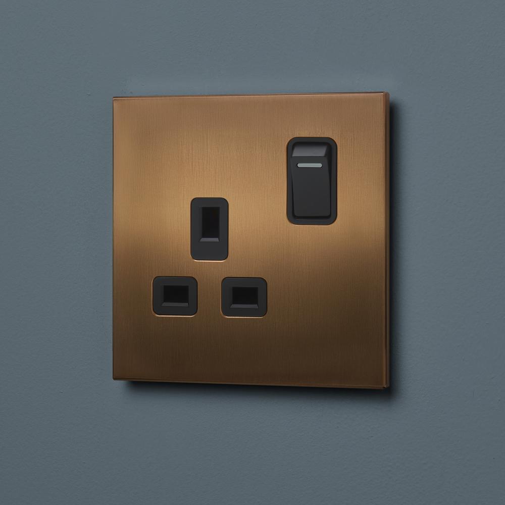 Aura Socket Single Socket - Brushed Bronze RetroTouch Light Switches ...