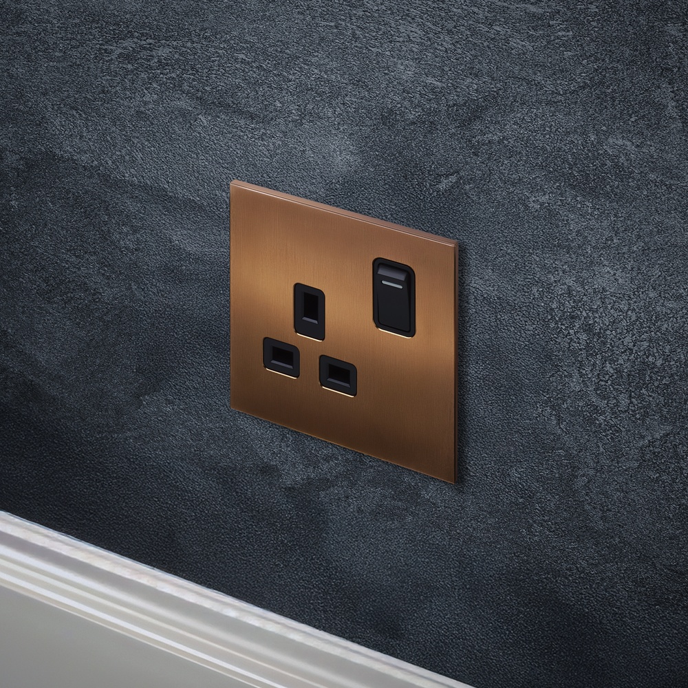 Aura Socket Single Socket - Brushed Bronze RetroTouch Light Switches ...