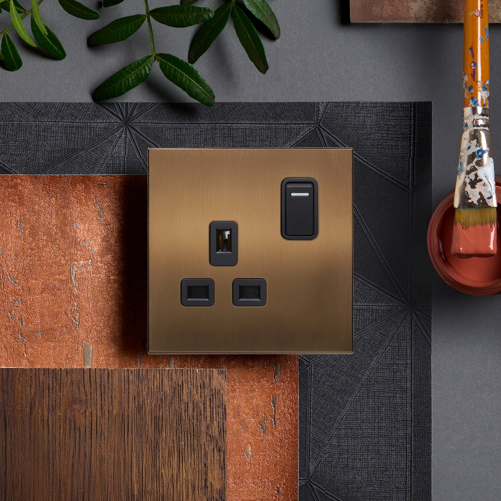 Aura Socket Single Socket - Brushed Bronze RetroTouch Light Switches ...