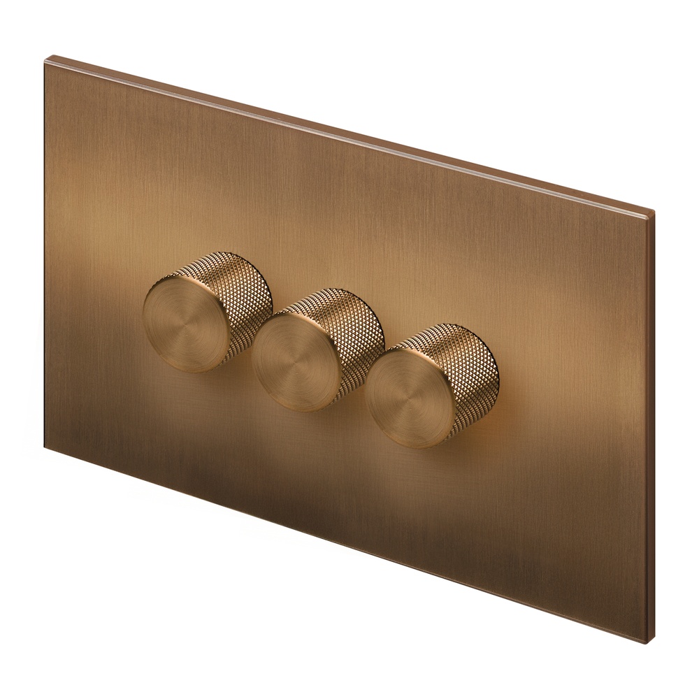 Aura Triple Dimmer Switch - Brushed Bronze RetroTouch Light Switches ...