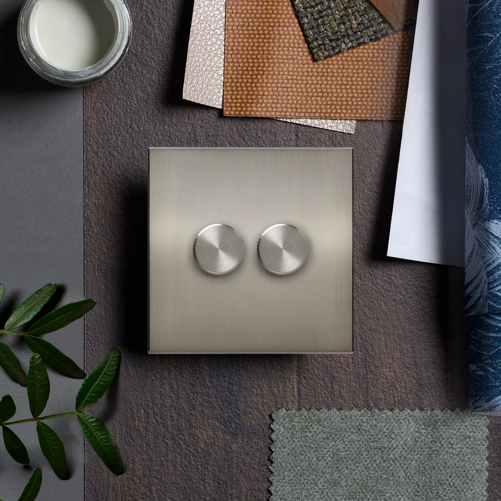 Aura Double Dimmer Switch - Brushed Nickel RetroTouch Light Switches ...