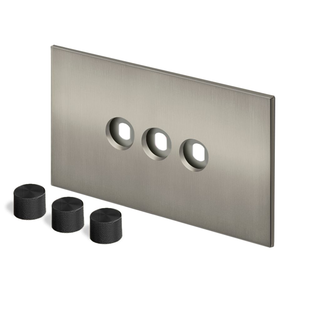Aura Dimmer Plate 3G with Black Knobs - Brushed Nickel RetroTouch Light ...