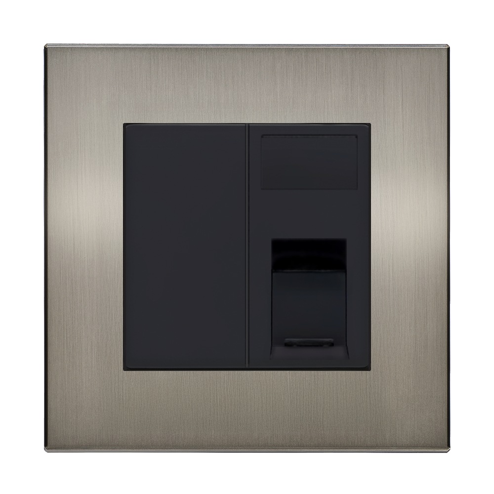 Aura RT CAT6e Socket - Brushed Nickel RetroTouch Light Switches & Plug ...