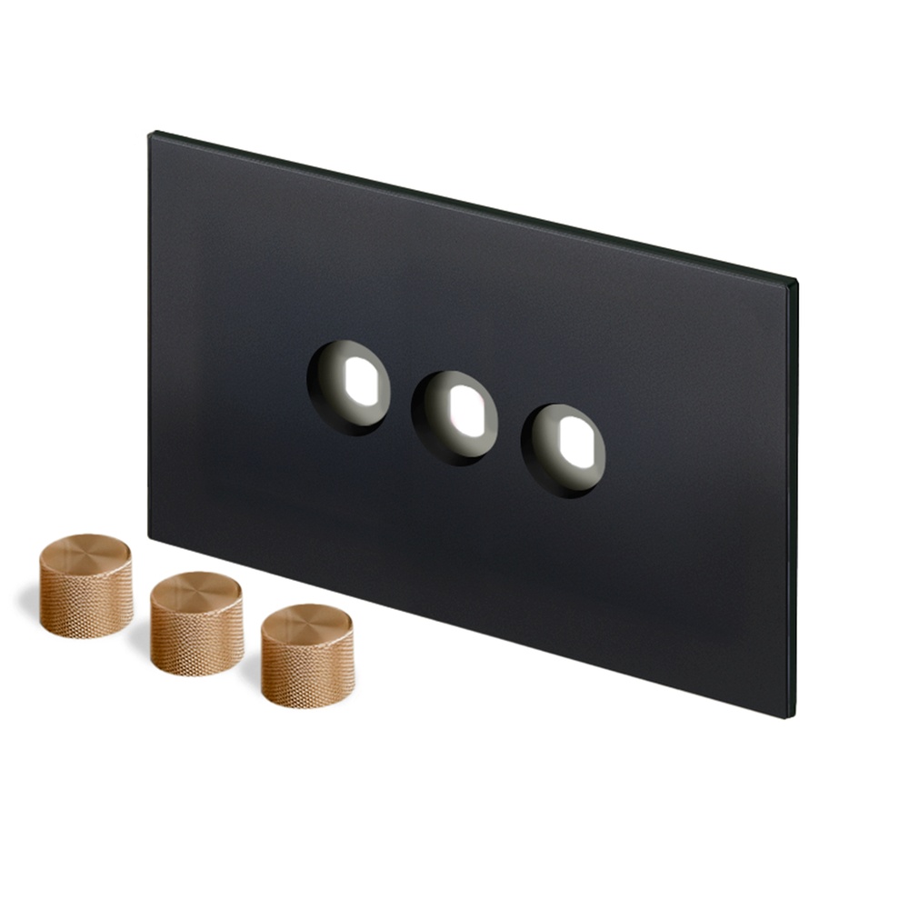Aura Dimmer Plate 3G with Bronze Knobs - Matt Black RetroTouch Light ...