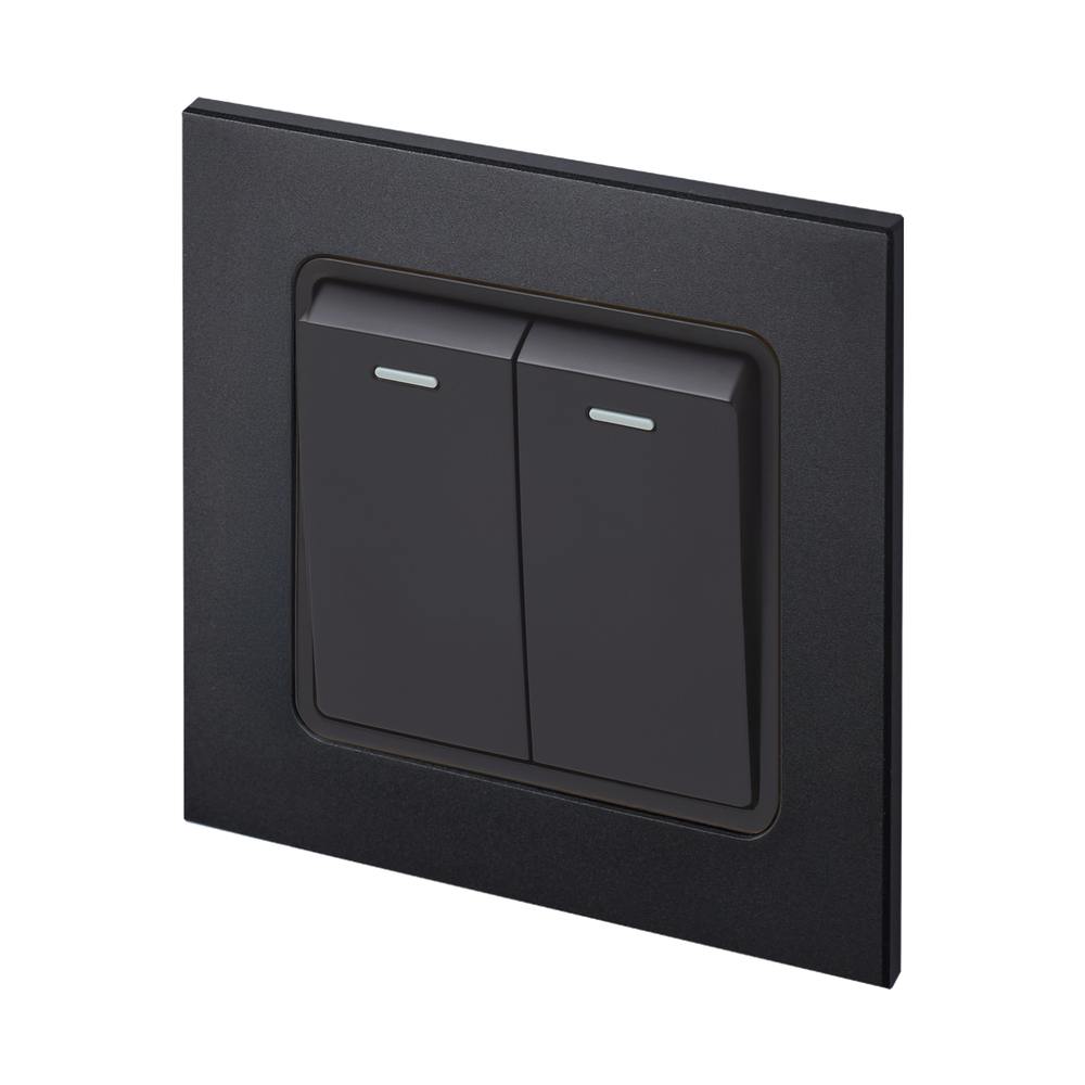 Aura Double Light Switch - Matt Black RetroTouch Light Switches & Plug ...