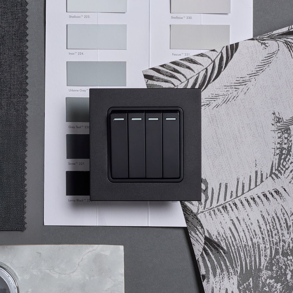 Aura Quadruple Rocker Light Switch - Matt Black RetroTouch Light ...