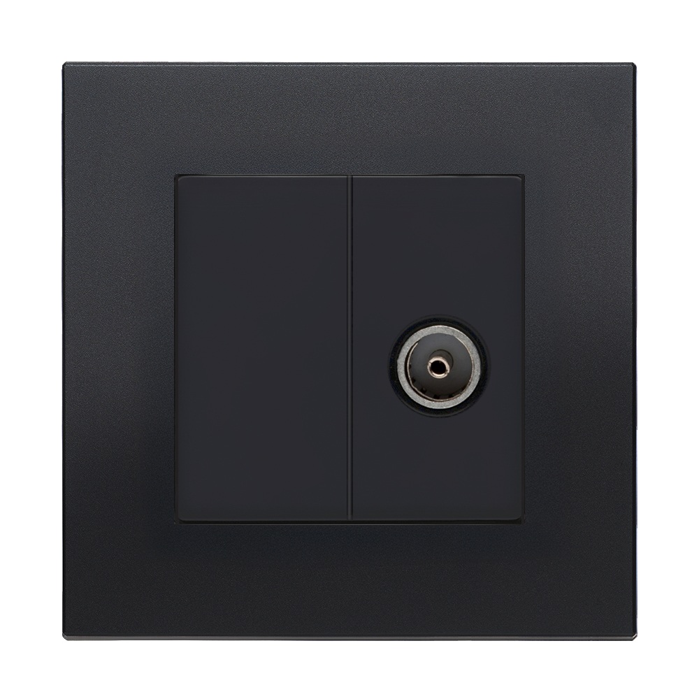 Aura TV Female Socket - Matt Black RetroTouch Light Switches & Plug Sockets