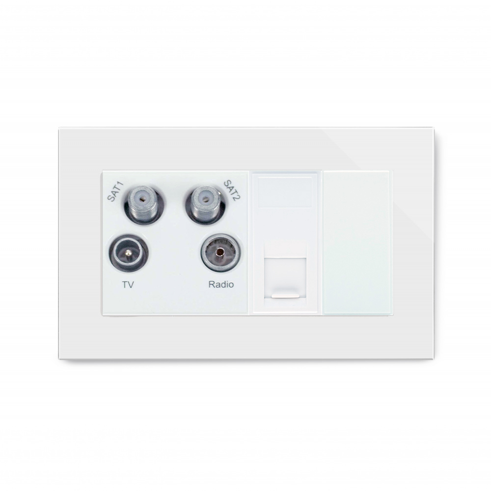 Crystal PG Dual Sat / CAT5e / Blank Socket White RetroTouch Light ...