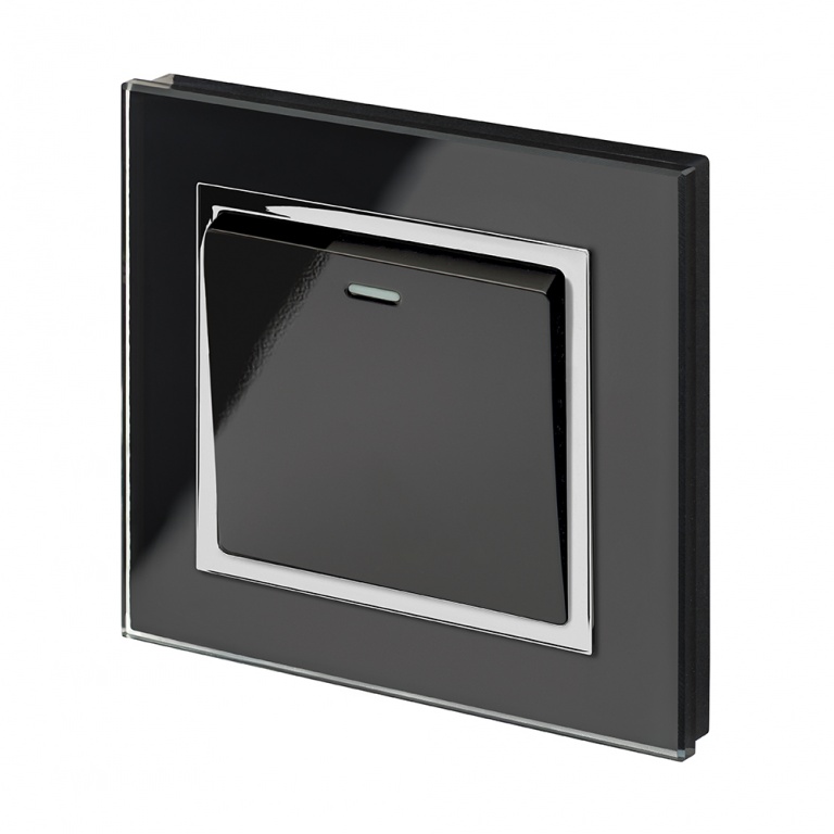 Crystal CT 1 Gang Rocker Light Switch Black RetroTouch Light Switches ...