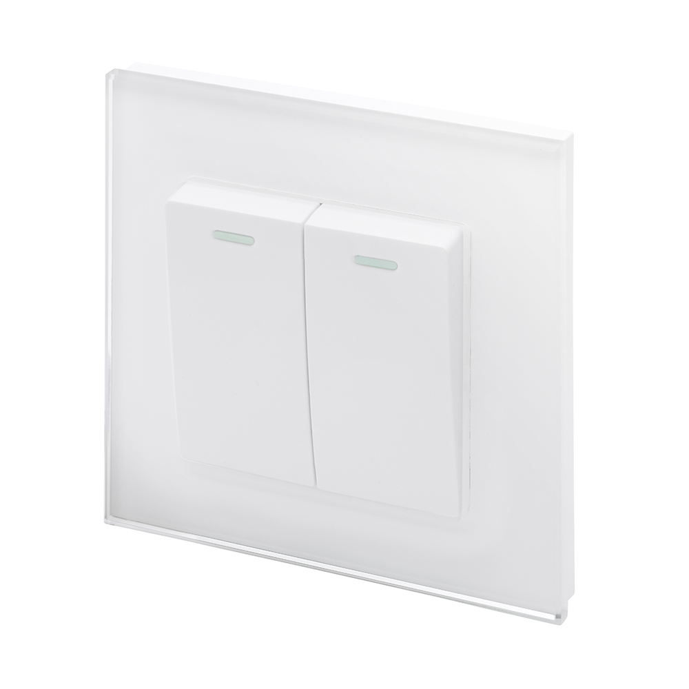 Crystal PG 2 Gang Rocker Light Switch White RetroTouch Light Switches ...