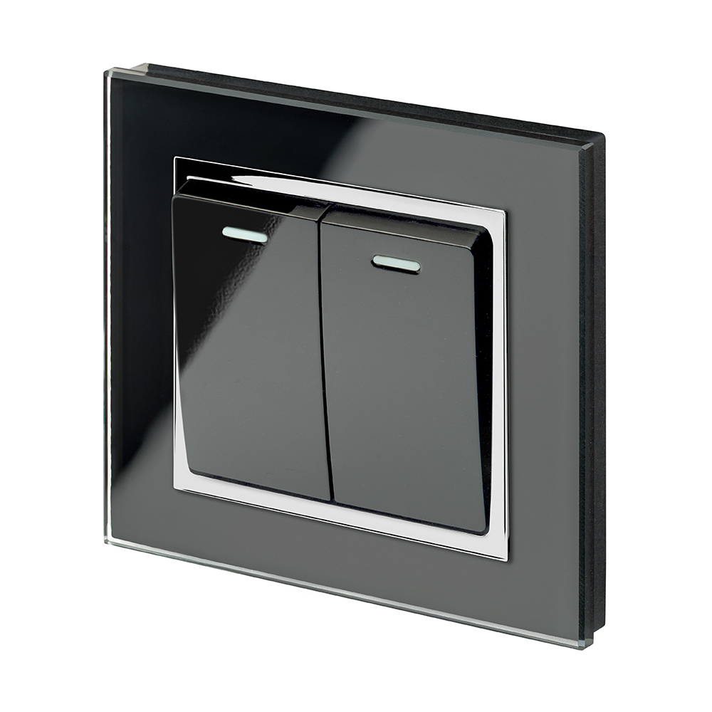 Crystal CT 2 Gang Rocker Light Switch Black RetroTouch Light Switches ...