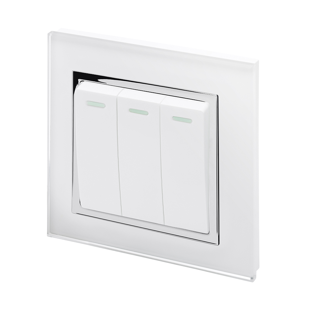Crystal CT (Retractive/Pulse) Light Switch 3 gang White RetroTouch ...