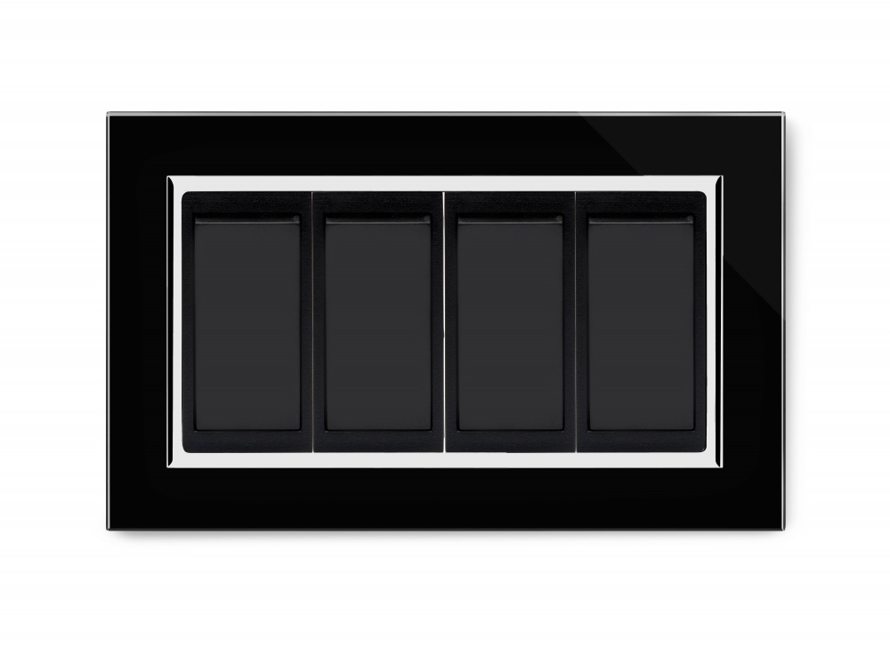 Crystal CT 4 Gang (4xIntermediate) Double Plate Black - RetroTouch ...