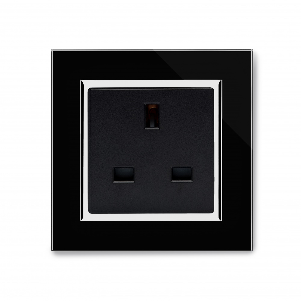 Crystal CT Single 13A UK Unswitched Socket Black RetroTouch Light ...