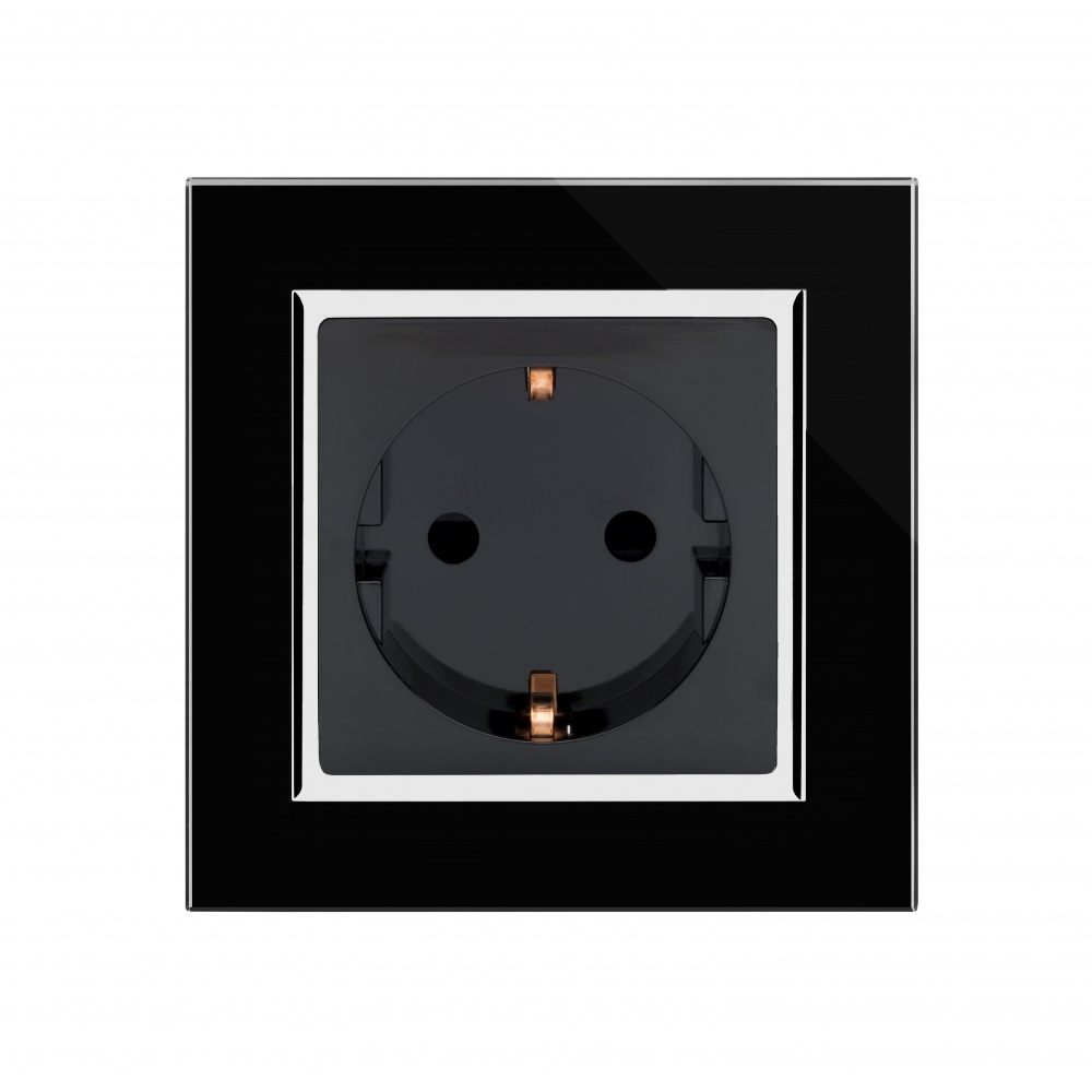 Crystal CT 16A Single Schuko Plug Socket Black - RetroTouch Designer ...