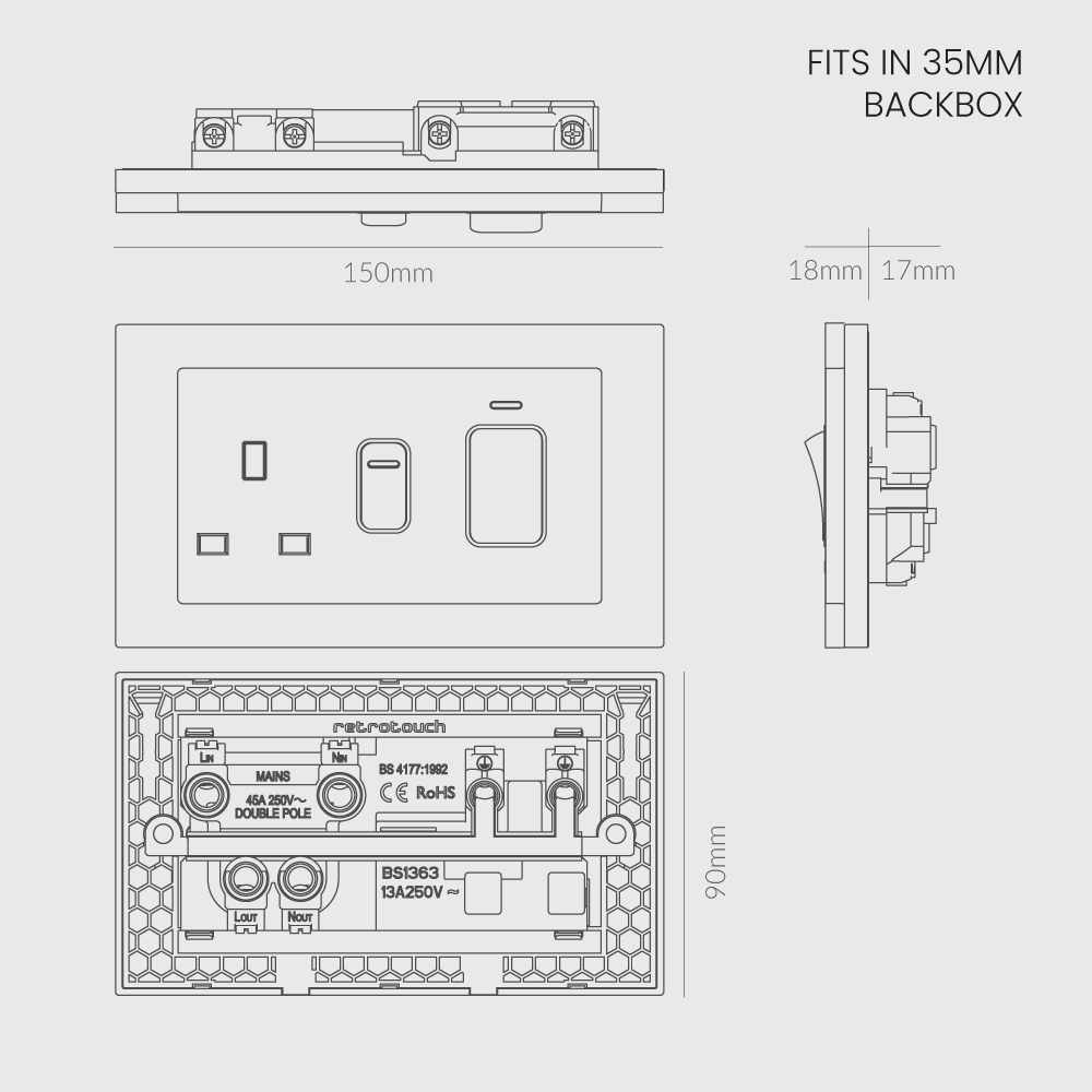 Retrotouch Cooker switch with plug socket RetroTouch Light Switches ...