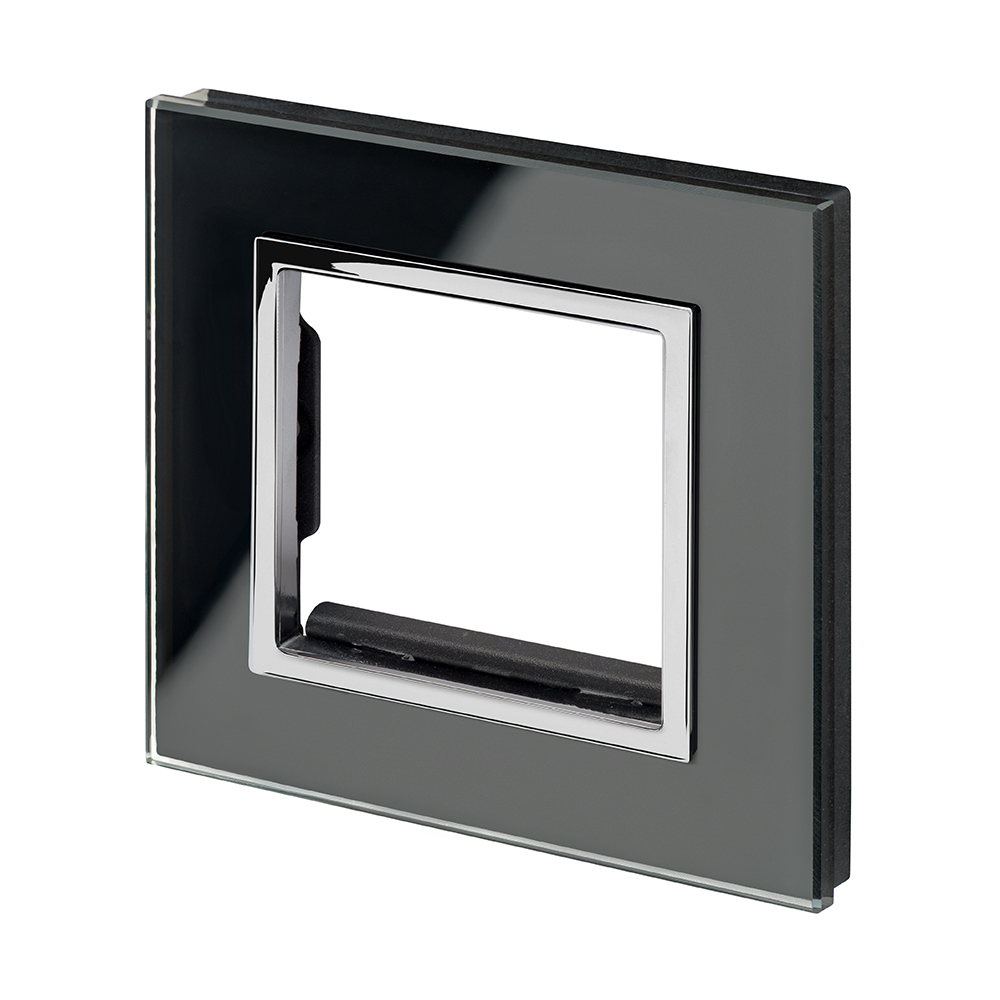 Crystal CT Euro Module Plate 2 Gang Black RetroTouch Light Switches ...