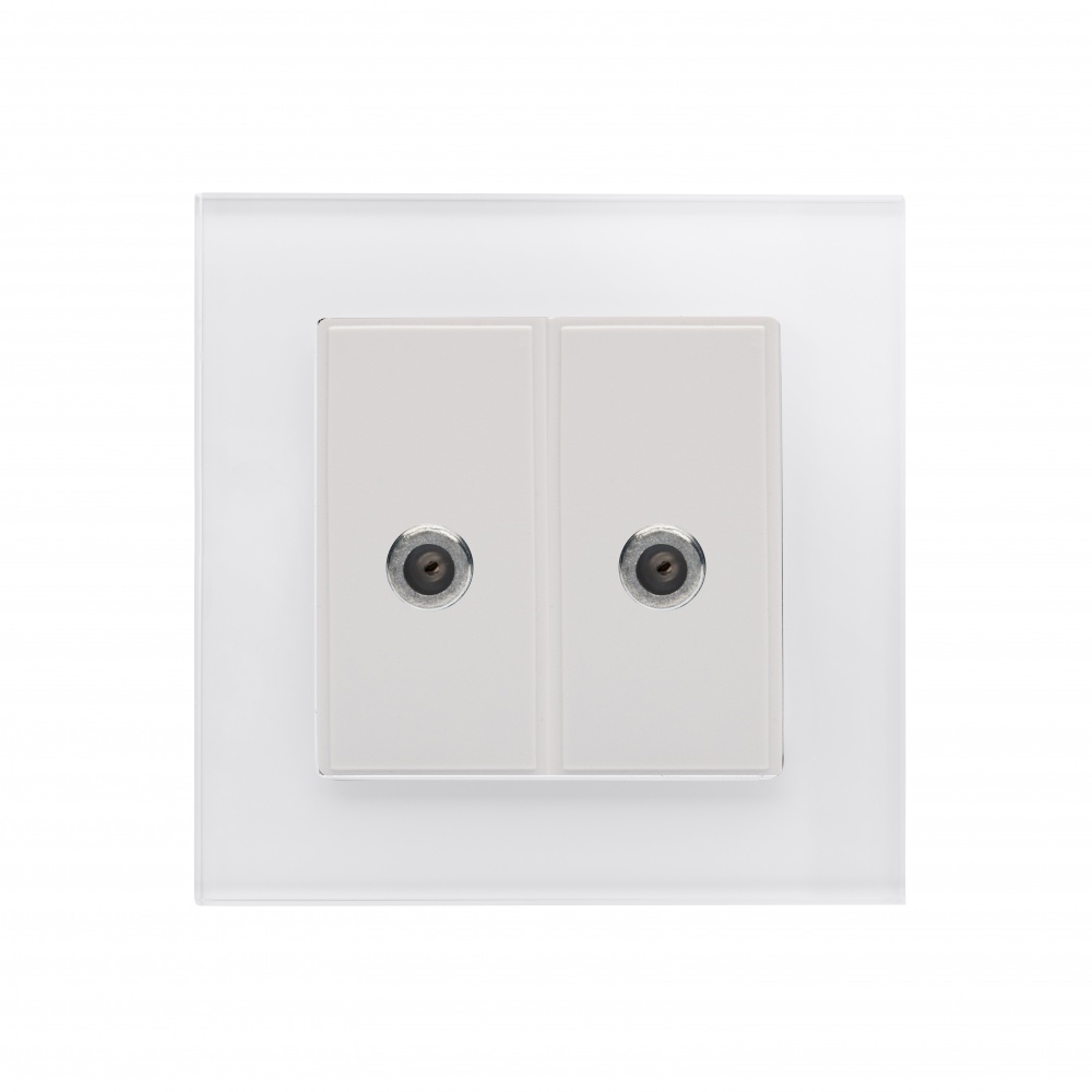 Crystal PG Dual Satellite F Type Socket White RetroTouch Light Switches ...