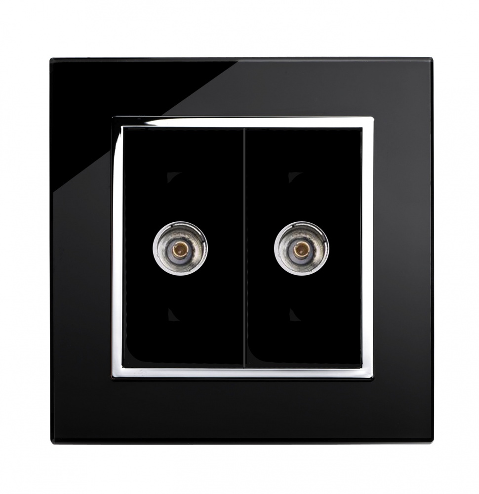 Crystal CT Dual TV Socket Black RetroTouch Light Switches & Plug Sockets