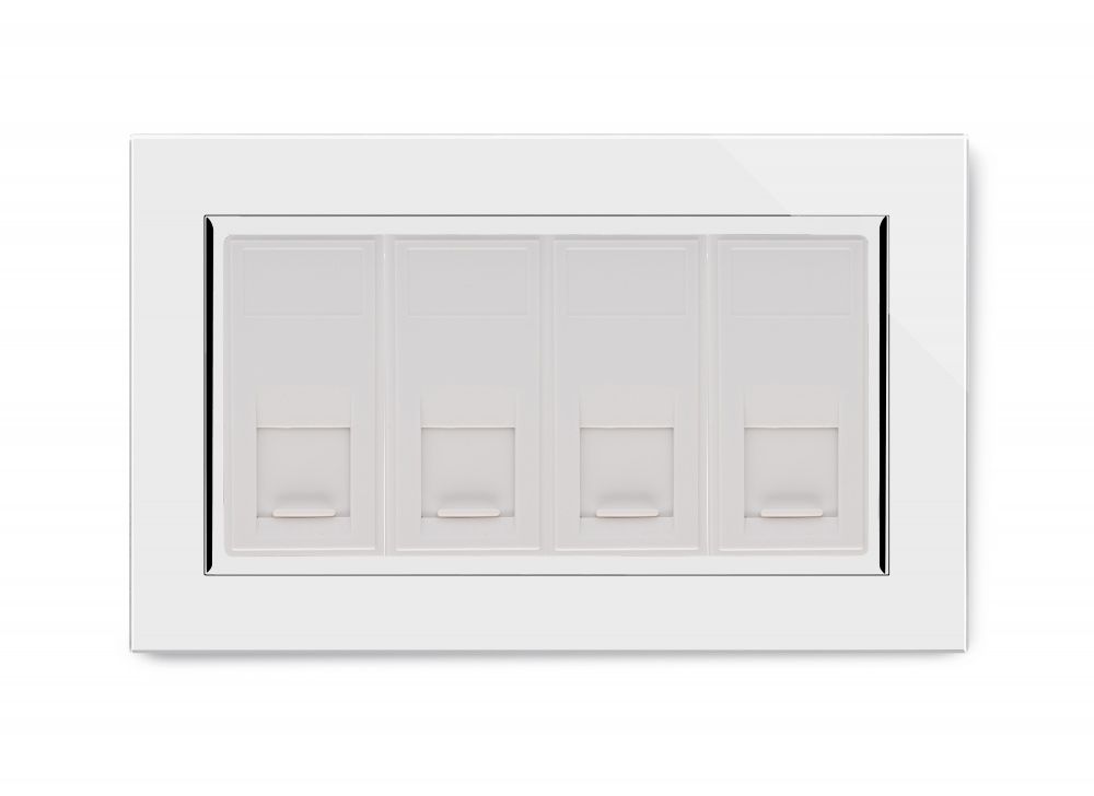 Crystal CT Quad CAT6e Socket White RetroTouch Light Switches & Plug Sockets