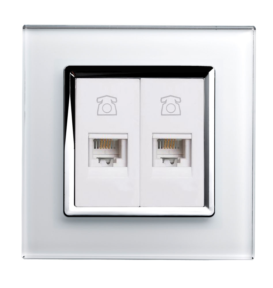 Crystal CT Dual RJ11 Socket White - RetroTouch Designer Light Switches ...