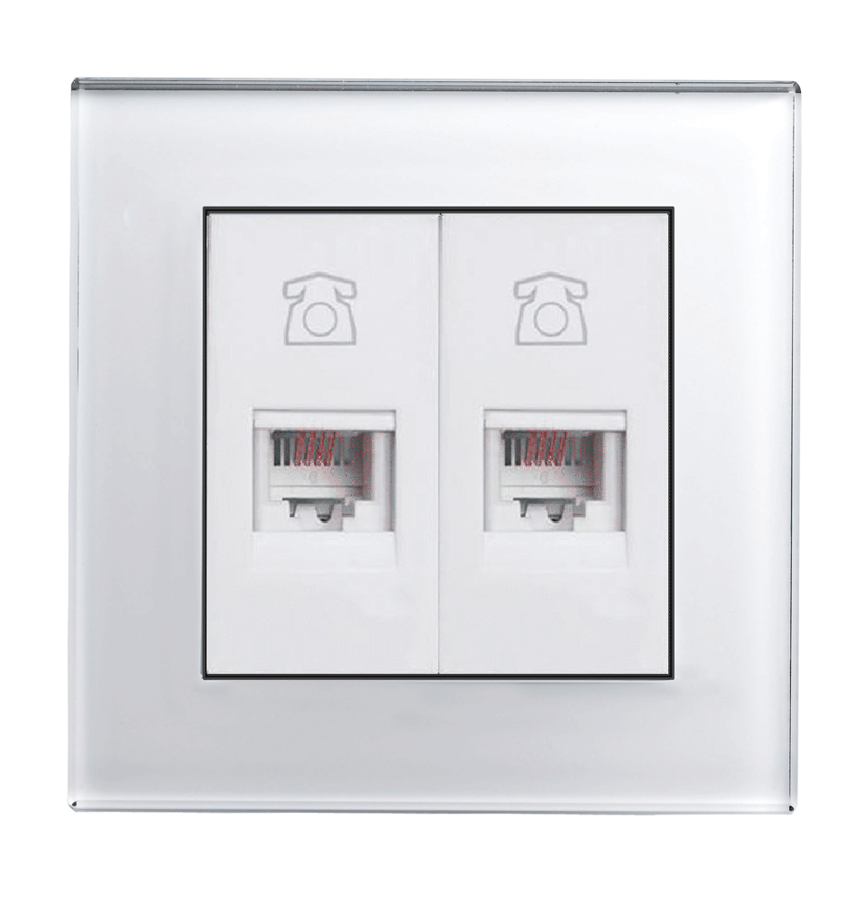Crystal PG Dual RJ11 Socket White - RetroTouch Designer Light Switches ...