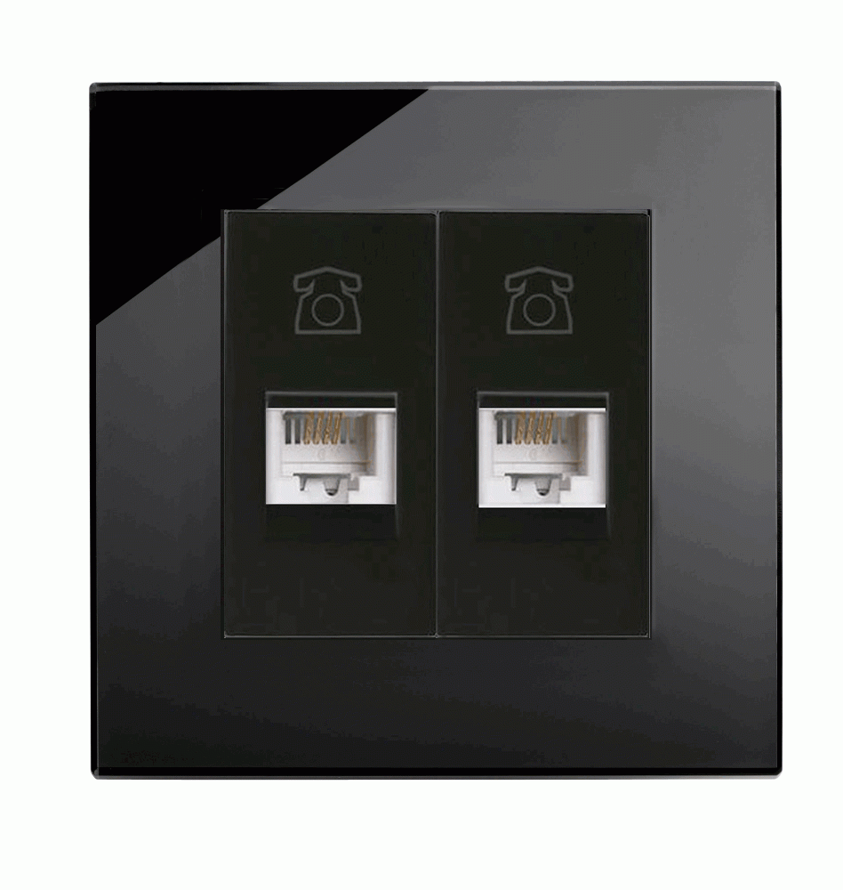 Crystal PG Dual RJ11 Socket Black - RetroTouch Designer Light Switches ...