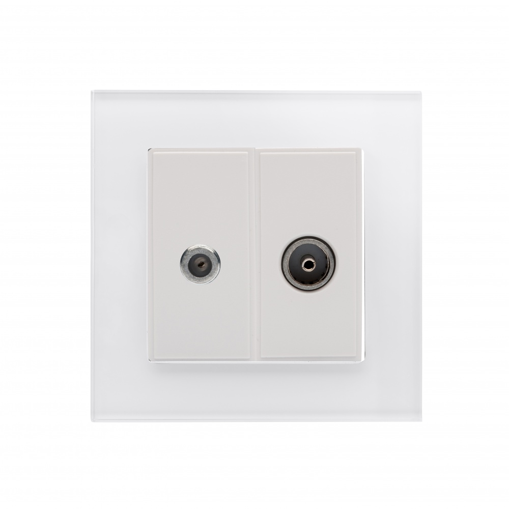 Crystal PG Satellite / TV Socket White RetroTouch Light Switches & Plug ...