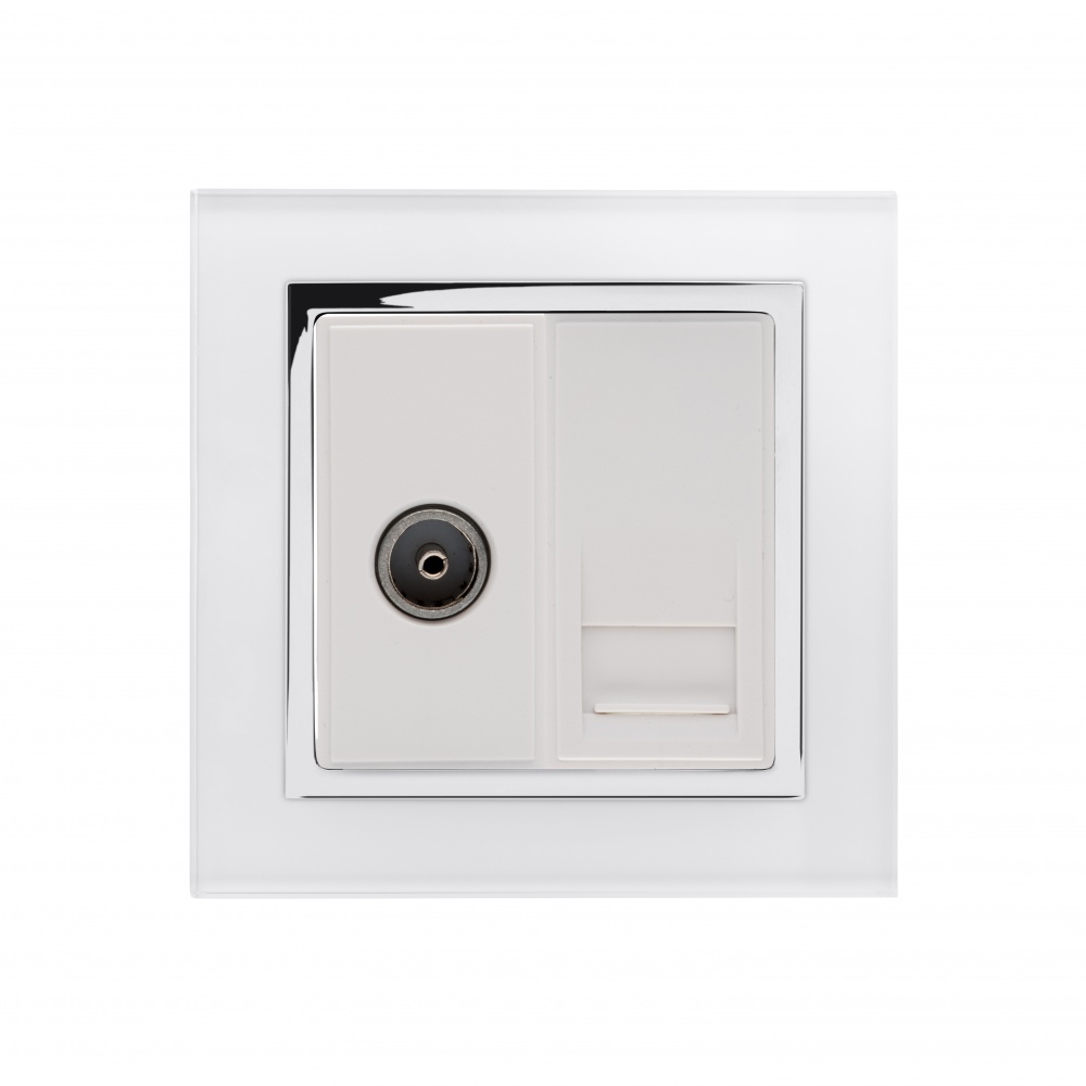 Crystal CT TV / BT Slave Socket White RetroTouch Light Switches & Plug ...