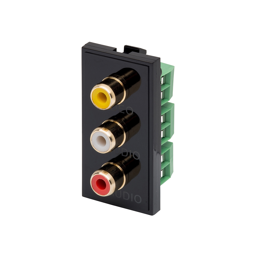 RT Triple RCA (25mm x 50mm) Black RetroTouch Light Switches & Plug Sockets